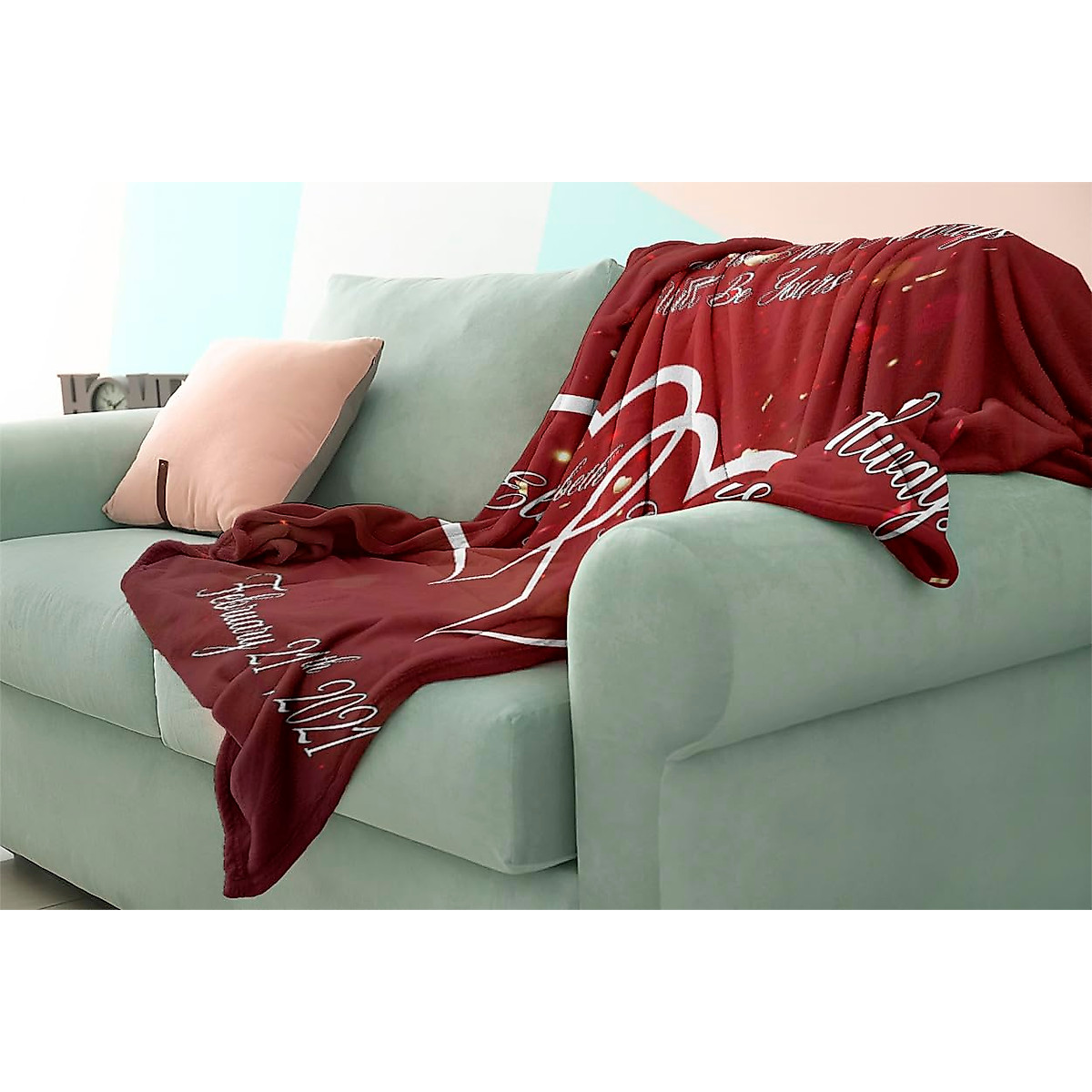 Chiside Personalized Blanket Gift for Wife, to My Wife Blanket Wedding Anniversary Romantic Gifts for Her, Elegant Wedding Gift Custom Name and Date for Her Decor Living Room