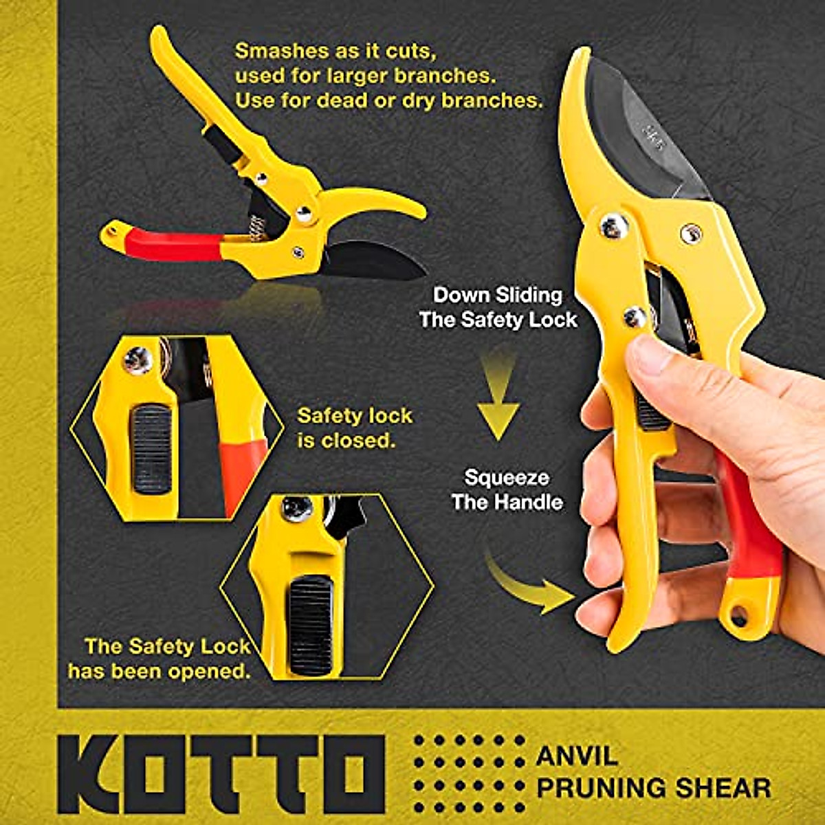 KOTTO 4 Pack Professional Bypass Pruning Shears, Stainless Steel Cutter Clippers, Sharp Hand Pruner Secateurs, Garden Trimmer Scissors Kit with Storage Bag and Protection Gloves