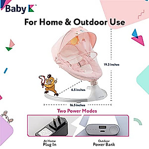 BABY K Pink Baby Girl Swings for Infants with Tray - Portable Newborn Swing and Cradle to Help Your Infant Sleep - Soothing Rocker for Babies That Offers Different Modes, Music & Hanging Toys