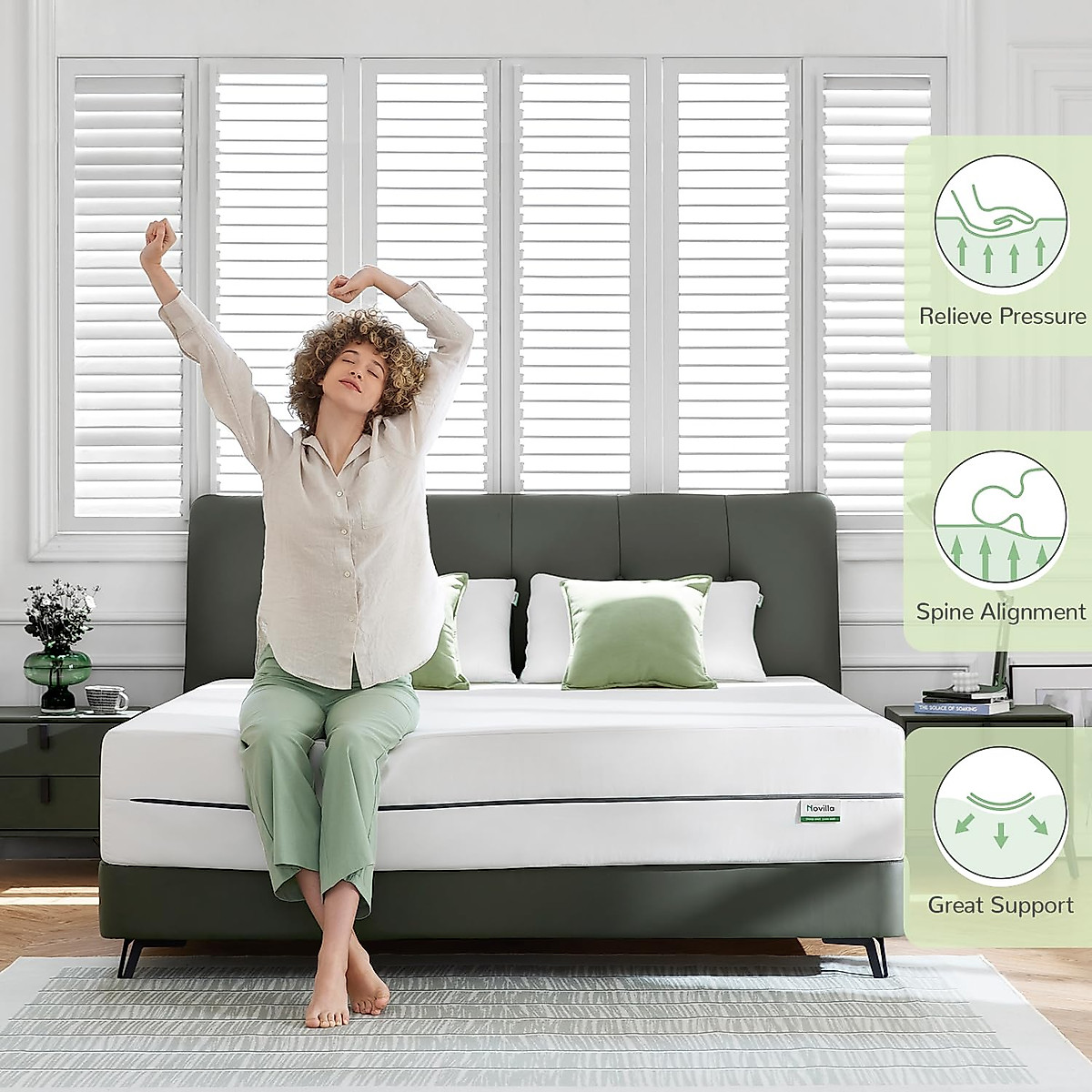 Novilla Full Mattress, 12 Inch Memory Foam Mattress for Pressure Relief & Comfort Sleep, Medium Firm Feel with Motion Isolating, Full Mattress in a Box, White