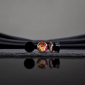 KUBOOZ(5 Pairs Rose Acrylic Ear Plugs Tunnels Gauges Stretcher Piercings