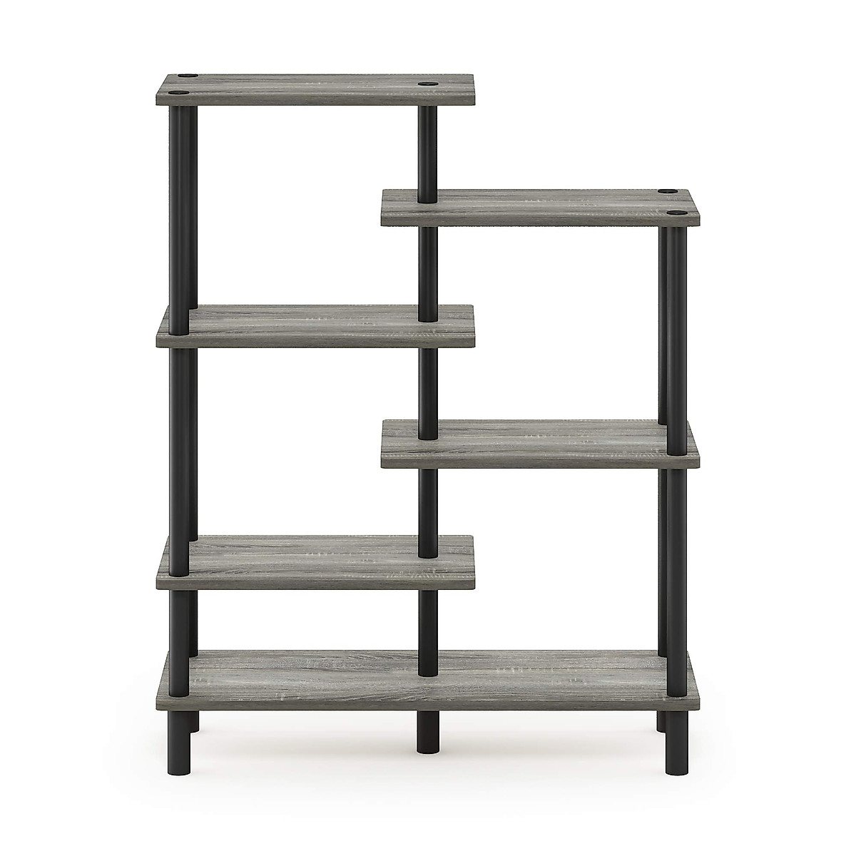 Furinno Turn-N-Tube 6-Tier and 3-Tier Accent Display Racks Bundle | French Oak Grey/Black