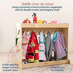 ECR4Kids Streamline Toddler Dress-Up Island, Costume Organizer, Natural