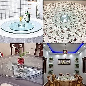 Lazy Susans Turntable Tempered Glass Lazy Susan Turntable， Round Clear Serving Plate Rotating Stand Kitchen Dining Table Tray Tabletop Organizer Spices Storage Holder (Size : 60cm/23.6)