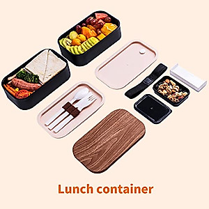 Uybieef Bento Box Adult Lunch Box with lunch bag,Japanese Lunch Box Containers for Adult,Bento lunch Box with Leakproof 54OZ Black