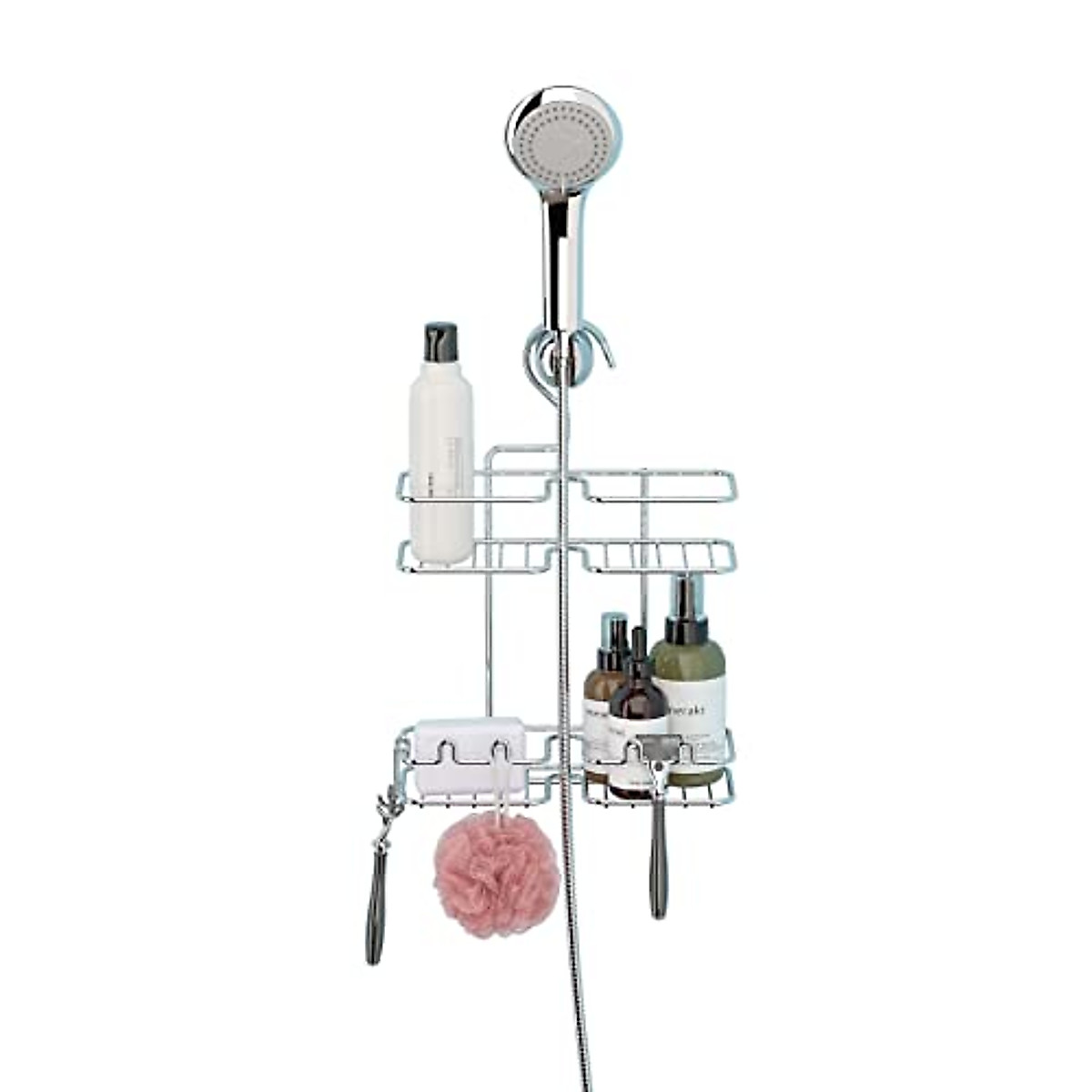 TEKNOTEL Shower Caddy Hanging Bathroom Organizer - Rust Proof Wire Durable Hanging Shower Head Caddies Storage Rack With Suction Cups Large Space for Bath Accessories 15.5 x 11.02 x 4.8