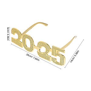 LUOZZY 4 Pcs 2025 New Years Eve Glasses 2025 Graduation Glasses New Year Photo Booth Props (Gold)