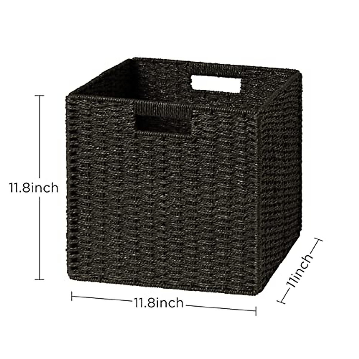 UBBCARE 3 Pack Wicker Basket, 11.8L×11.8H×11W inch Woven Paper Rope Storage Baskets for shelves, Foldable Cube Storage bin with Handle, Storage Basket for Organizing & Decor, Black