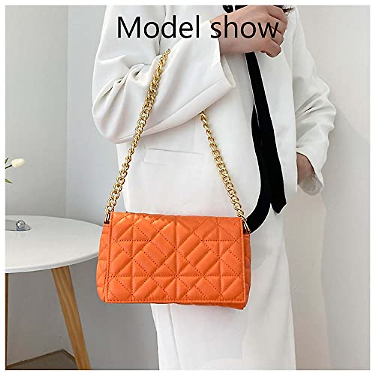 Ladies Shoulder Bag-Black Shoulder Bag Messenger Bag Lingge Chain Bag Small Square Bag Envelope Womens Bag-Suitable for Shopping Banquets, Etc.