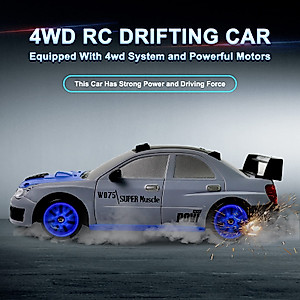 Remote Control Car RC Drift Car 2.4GHz 1:24 Scale 4WD High Speed RC Cars Vehicle with LED Lights Batteries and Drifting Tires Racing Sport Toy Cars for Adults Boys Girls Kids Gift