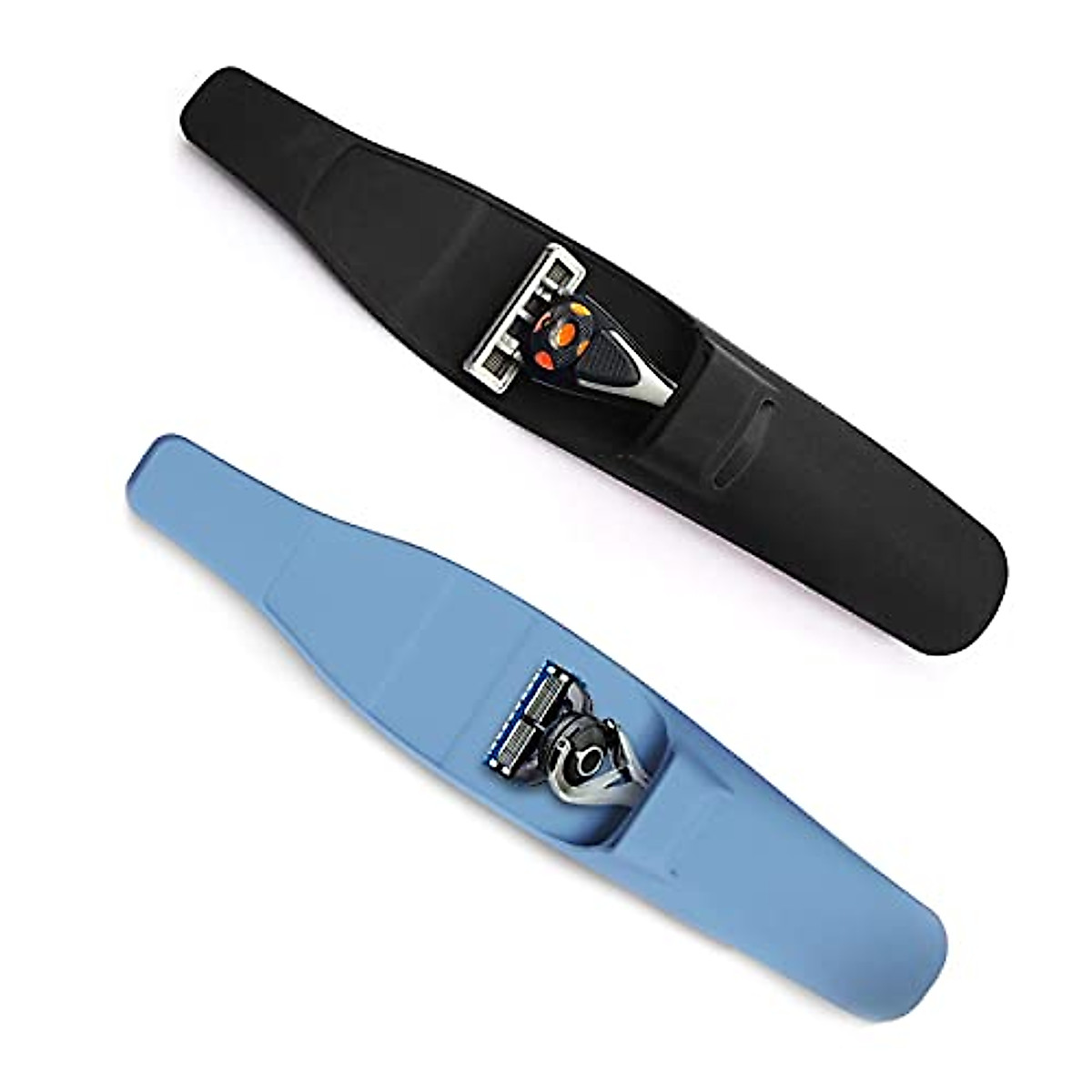 2 Pack Silicone Razor Travel Case for Most Manual Razor Safety Razor Cover Compatible with Gillette Razor Parker Razor Merkur Razor (Blue+Black)