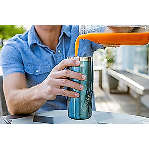 EcoVessel Metro TriMax Vacuum Insulated Stainless Steel Tumbler Cup/Coffee Travel Mug with BPA Free Slider Top - 16 oz Pint Glass - Silver Express