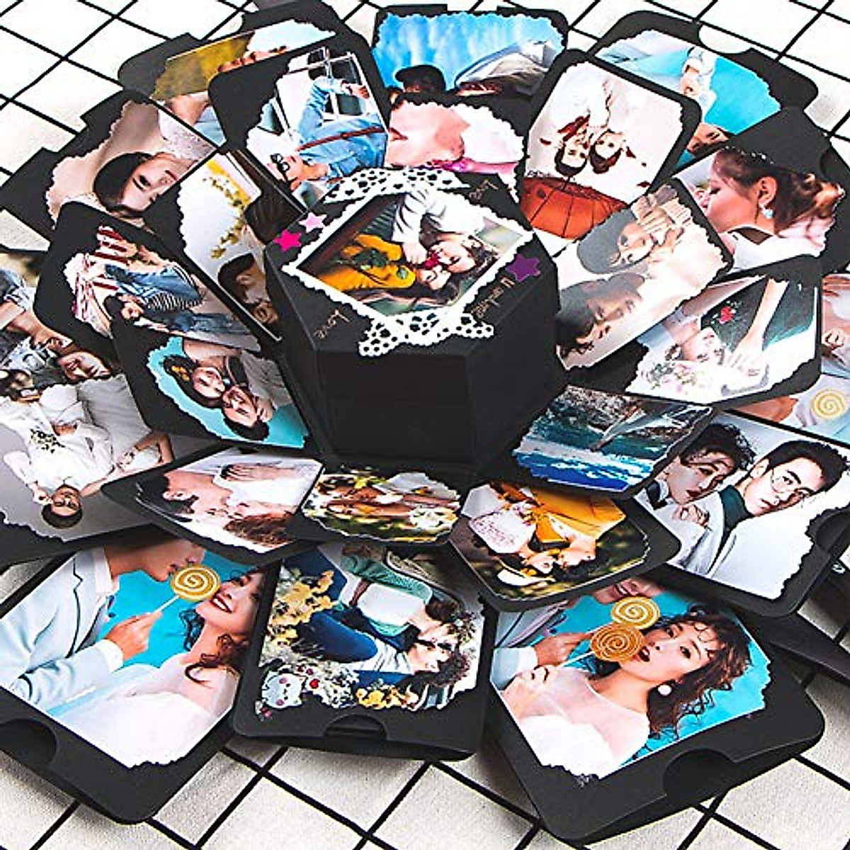 Koogel Explosion Box Set, 17.5 x 16 inch Album Gift Box DIY Creative Popup Surprise Box for Marriage Proposals Boyfriend Birthday Anniversary Valentine's Day, Wedding