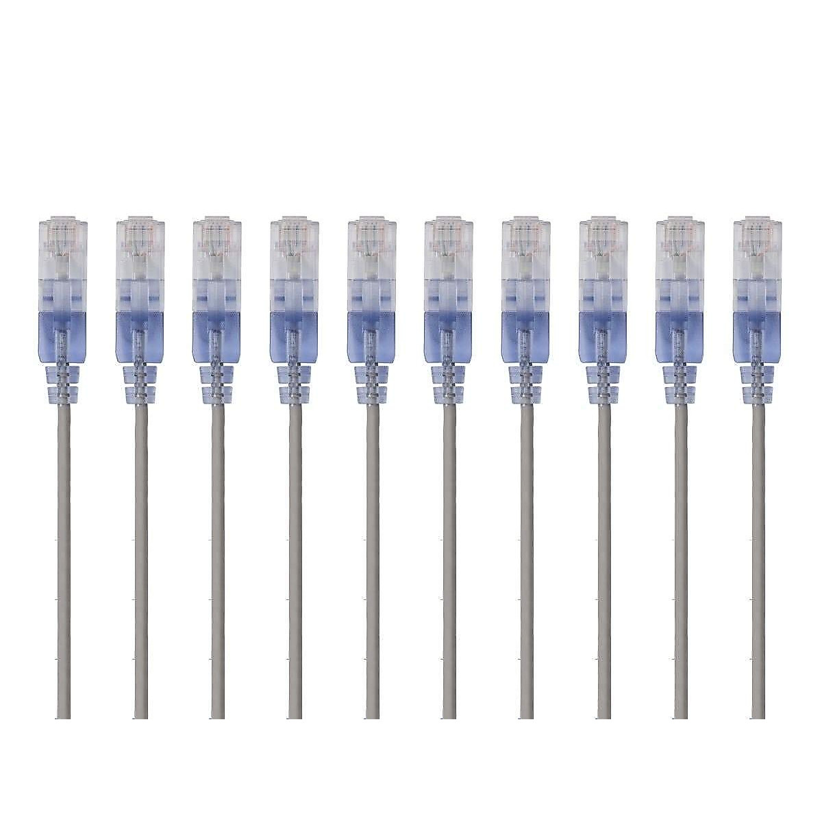 Monoprice Cat6A Ethernet Patch Cable - Snagless RJ45, 550Mhz, 10G, UTP, Pure Bare Copper Wire, 30AWG, 10-Pack, 7 Feet, Black - SlimRun Series