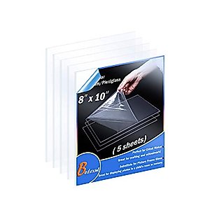 Bedexut 5 Pack 8x10" Plexiglass Sheet 1mm Thick, Clear PETG Panels for Craft Projects,Replacement Picture Frame Glass and Resin Art - Cricut Cutting Special Signs for Wedding,Festival,Party,Office.