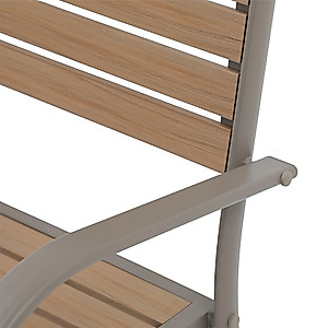 i-VTIES Patio Dining Chairs Set of 4,Outdoor Stackable Dining Chairs with Backrest & Armrest,Aluminum Frame Patio Furniture Chairs for Garden,Backyard,Lawn & Deck,Teak