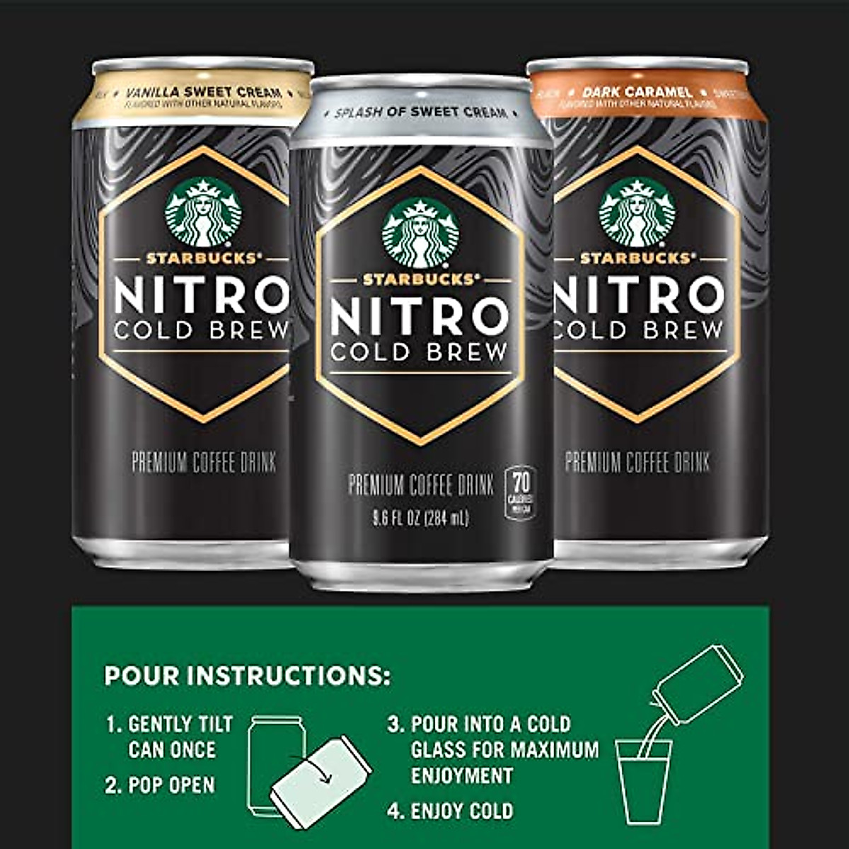 Starbucks - RTD Coffee Nitro Cold Brew, Splash of Sweet Cream, 9.6oz 8pk, Brown