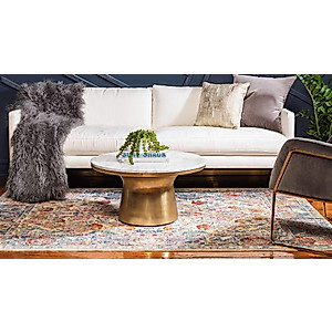 Unique Loom Austin Collection Botanical, Medallion, Vintage Area Rug, 8' 0" x 10' 0", Beige/Blue