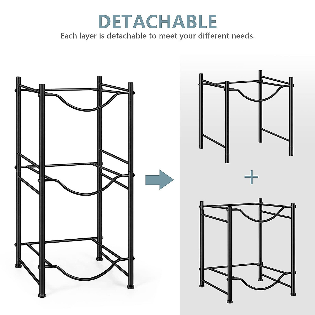 MOOACE 3-Tier Water Jug Rack, 5 Gallon Detachable Water Bottle Holder Organizer Storage Rack, Black