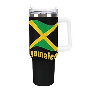 Jamaican Flag 40OZ Tumbler Stainless Steel Travel Mug Water Bottle Car Cup Tea Cups with Lid White-style