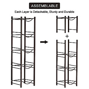 Water Cooler Jug Rack 5-Tier Water Bottle Storage Rack 5 Gallon Jugs Water Detachable Heavy Duty Water Bottle Holder Shelf Save Spacer Easy to Assemble for Home Office Organization Copper Bronze