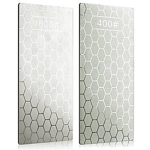 2PCS Diamond Sharpening Stone, Kalolary Knife Sharpener Stone Whetstone Honeycomb Surface Diamond Sharpener Plate with Non-slip Base for Pocket Knives Scissors, Outdoor Kitchen Tools (400/1000 Grit)