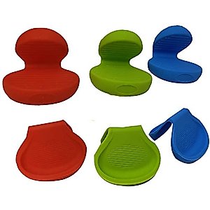 Silicone Hot Plate Pot Holder (6 Pack 3 Pairs) Oven Mitt Cooking Finger Protector Pinch Grip Heat Resistant