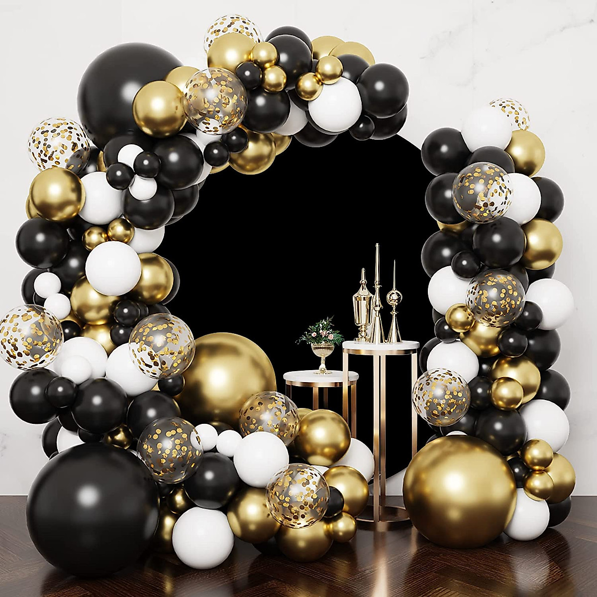 Leowefowa Black Round Backdrop Cover 7.2ft Black Background for Photography Black Photo Backdrop Black Circle Arch Backdrop Stand Cover Birthday Baby Shower Bridal Shower Party Decor Photo Prop