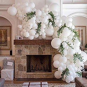 White Balloon Garland Arch Kit, 110Pcs Mixed Sizes White Balloons With Tool,Party Decorations White Balloon for Wedding Bridal Shower Gender Reveal Baby Shower Birthday Party Decorations Supplies