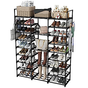 Kottwca Shoe Rack Organizer for Entryway Closet, 9 Tiers Metal Shoe Storage Shelf for 50-55 Pairs Shoe and Boots, Space Saving Large Shoe Cabinet for Bedroom Cloakroom Hallway