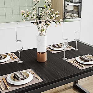 SHA CERLIN 3-Piece Dining Table Set with 2 Benches, Rustic Kitchen Table Set for 4-6, Space-Saving Dinette, Sturdy Structure, Easy Assemble, Black/Grey