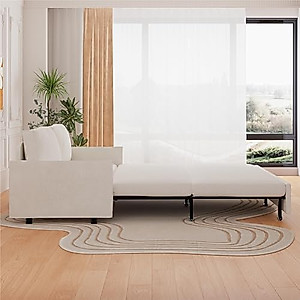 Eafurn Loveseat Sleeper, Beige Velet 63.8" Queen with USB Port