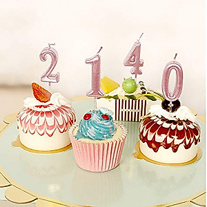 1st Birthday Candle First Year Pink Happy Birthday Number One Candles for Cake Topper Decoration for Party Kids Adults Numeral 1 10 100 11 21 16 14 12 18 13 11 91