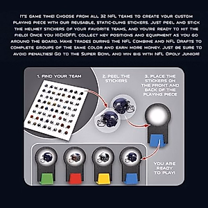 Masterpieces NFL-Opoly Junior Board Game - Collector's Edition Set for Ages 6+ - Officially Licensed NFL Opoly Jr Board Game