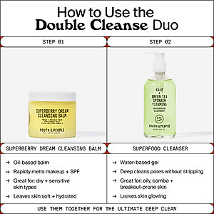 Youth To The People Superberry Dream Cleansing Balm for Face - Hyaluronic Acid Hydrating Facial Cleanser + Makeup Remover Balm with Moringa Oil, Acai - Paraben + PEG Free Vegan Face Balm (3.4oz)