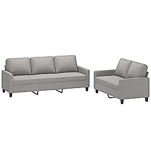 vidaXL Sofa Set 2 Piece with Cushions Living Room Seating Upholstered Leisure Sofa Couch Settee Armchair Furniture Dark Gray Fabric