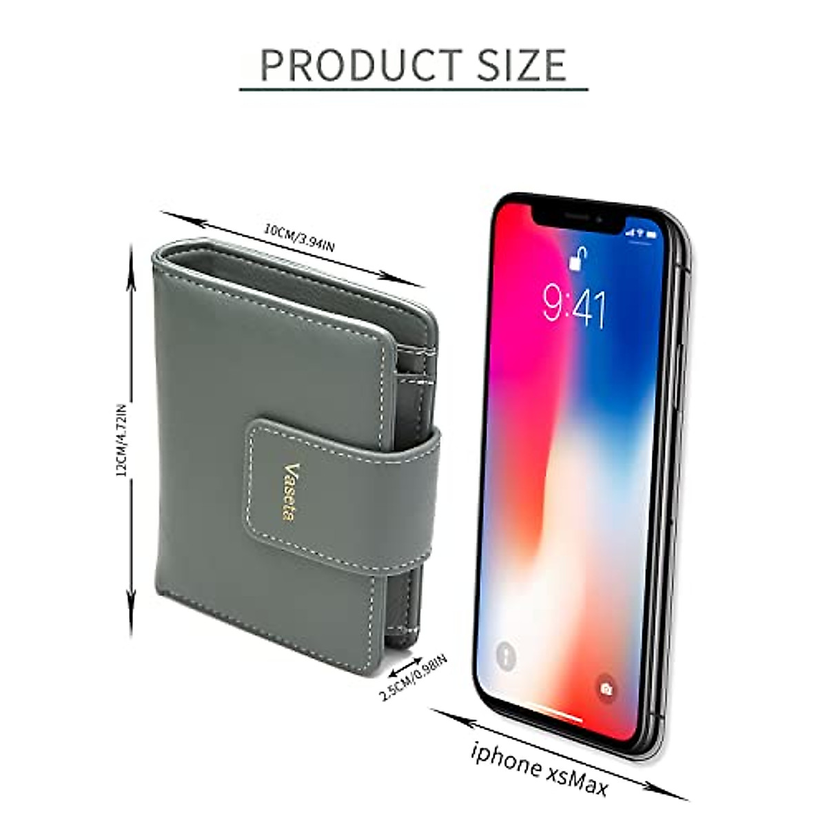 VASETA Small Womens Wallet Pocket Card Case Purse PU Leather Bifold Compact RFID Blocking with ID Window