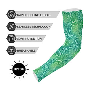 JUNZAN Gardening Sleeves for Women Sun Protection Cooling Sleeves with Thumb Hole Retro Pattern