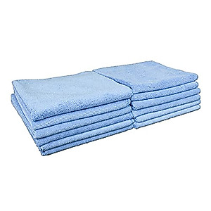 Detailer's Preference Premium Cleaning Microfiber Towels, 350 GSM, 16 x 16 Inches, Blue, 12-Pack