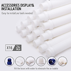 YSMJ Upgraded Automatic Pool Cleaner Swimming Pool Vacuum Cleaner for Above Ground In-ground Pool Powerful Suction Pool Sweeper with 16 Hoses Low Noise Easy Assemble