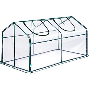 Quictent Portable Mini Cloche Greenhouse w/ Elevated Bottom, Reinforced High Light Transmission Waterproof UV-Resistant Hot House for Indoor Outdoor, w/ 50 T-Shaped Plant Tag, 71" x 36" x 36" (Clear)