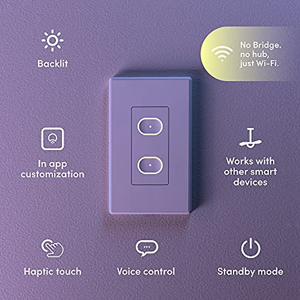 LIFX Smart Switch, 2 Button in-Wall Wi-Fi Smart Touch Switch (White)
