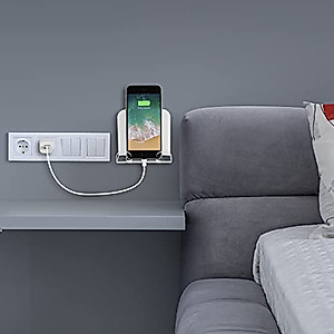 Cosmos 2 Pcs Wall Mount Phone Holder Cell Phone Wall Holder Smartphone Charging Stand Bedside Organizer Storage Bracket Compatible with Most Phone and Mini Tablet for Home Office Bedroom Living Room