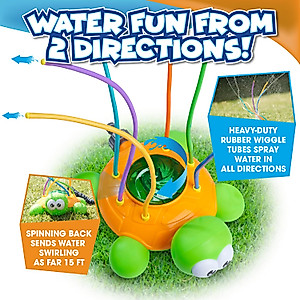 Chuchik Water Sprinkler for Kids, Toddler Outdoor Toys - Backyard Spinning Turtle Kids Sprinkler Toy - Summer Toys Splashing Fun - Sprays Up to 8ft High - Attaches to Garden Hose, Kids Outdoor Toys