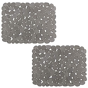 OTHWAY 2Pcs Kitchen Sink Mats, 15.8" x12" Scratch Free Sink Protector for Stainless Steel/Porcelain Sink, Pebble Design Quick Drain Dish Drying Mat, a Nice Touch for Your Kitchen