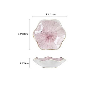 Lotus Leaf Shape Decorative Ring Tray, Small Key Bowl, Ceramic Trinket Tray Jewelry Dish Organizing Necklace Earrings, Home Decoration for Mom Best Friend Sister, Pink.