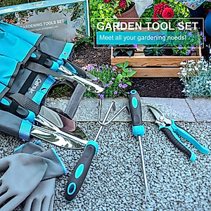 Gardening Tools, Carsolt 10 Piece Heavy Duty Stainless Steel Garden Tools Set with Ergonomic Rubber Handle. Variety of Gardening Hand Tools for Planting Gardening Kit with Gift Box Ideal Garden Gifts