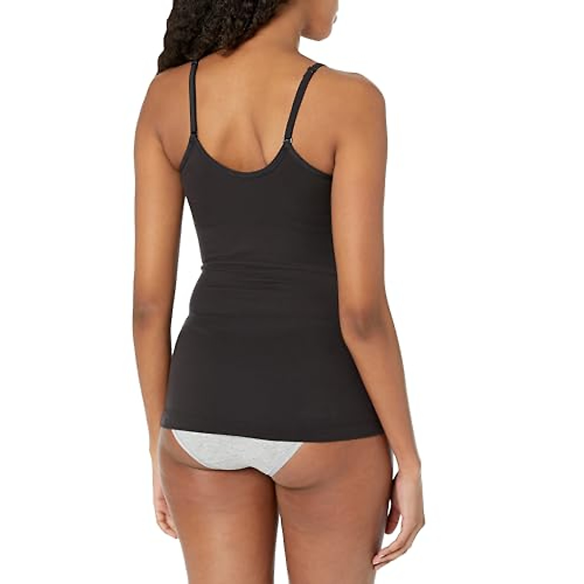 Maidenform Womens Long Length Cami, Firm Control Microfiber Smoothing Tank Shapewear-tops, Black, Large US