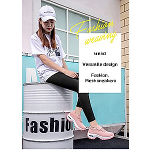 pearlzone Women's Running Shoes Breathable Air Cushion Sneakers Elastic Tennis Sneakers,Comfortable Shape Shoes for Jogging Work Running (red,7.5)