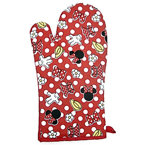 Disney Oven Mitt Pot Holder & Dish Towel 3 pc Kitchen Set (Minnie Mouse Red)